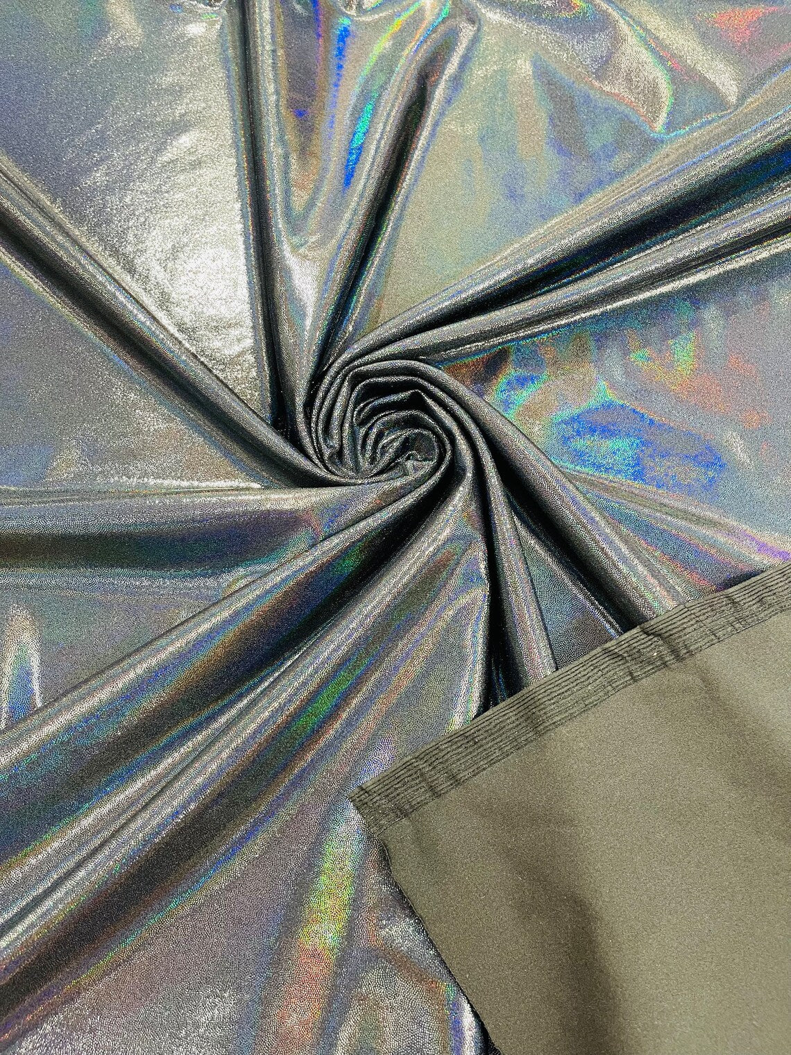 Mystique Foil Fabric - Black - 58/60" 4 Way Stretch Iridescent Foggy F