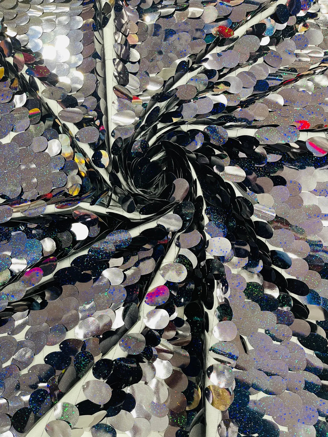 Jumbo Oval Sequins - Black Hologram - Paillette Big Oval Sequins Desig