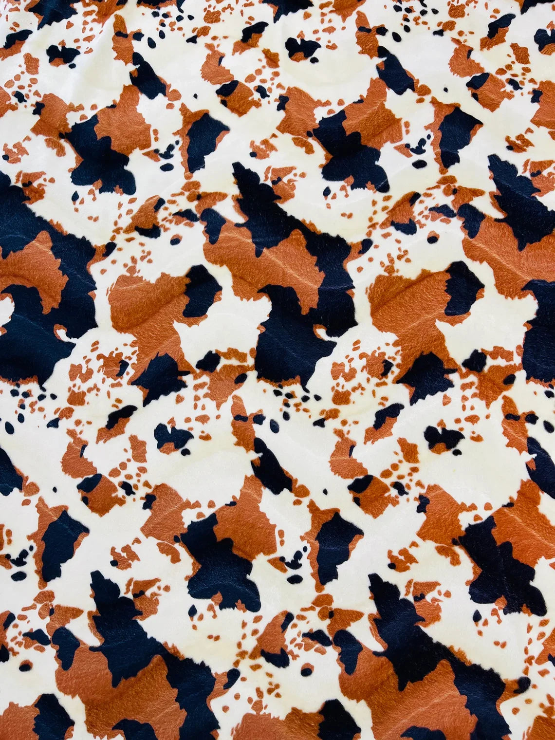 Cow Velboa Faux Fur Fabric - Brown / Tan - Cow Animal Print Velboa Fab