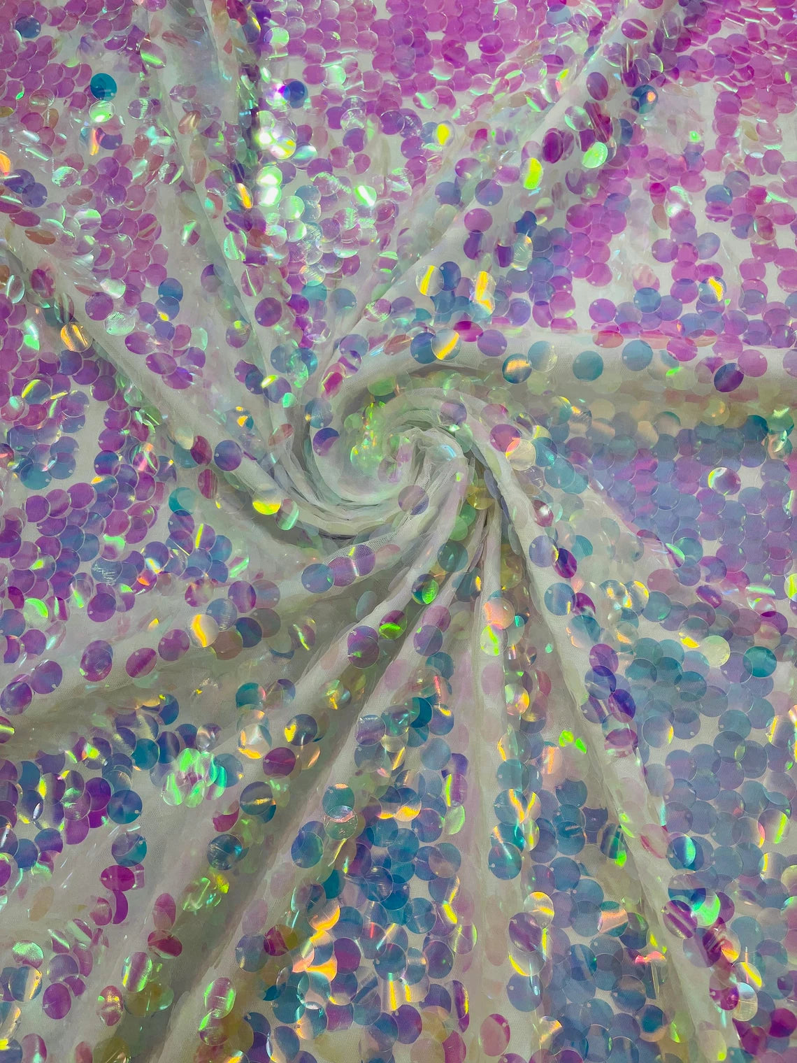 Round Large Sequins - Clear Pink Iridescent - Paillette Large Round Se