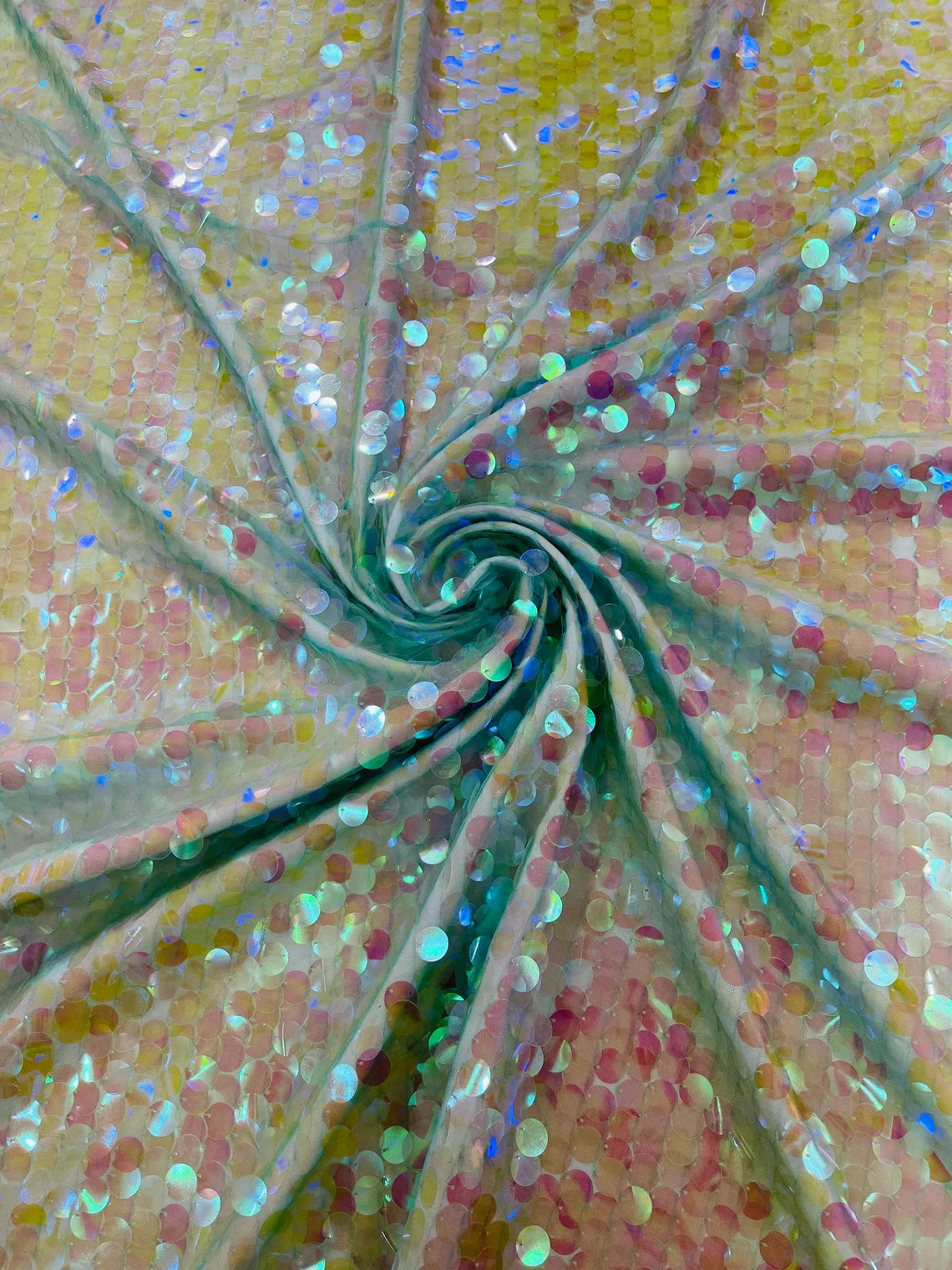 Round Large Sequins - Clear Mint Iridescent - Paillette Large Round Se