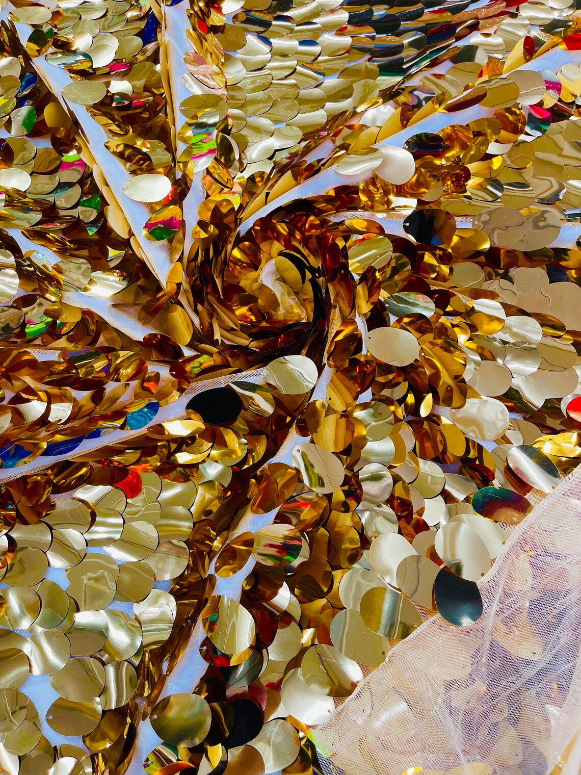 Jumbo Oval Sequins - Gold - Paillette Big Oval Sequins Design Fabric B