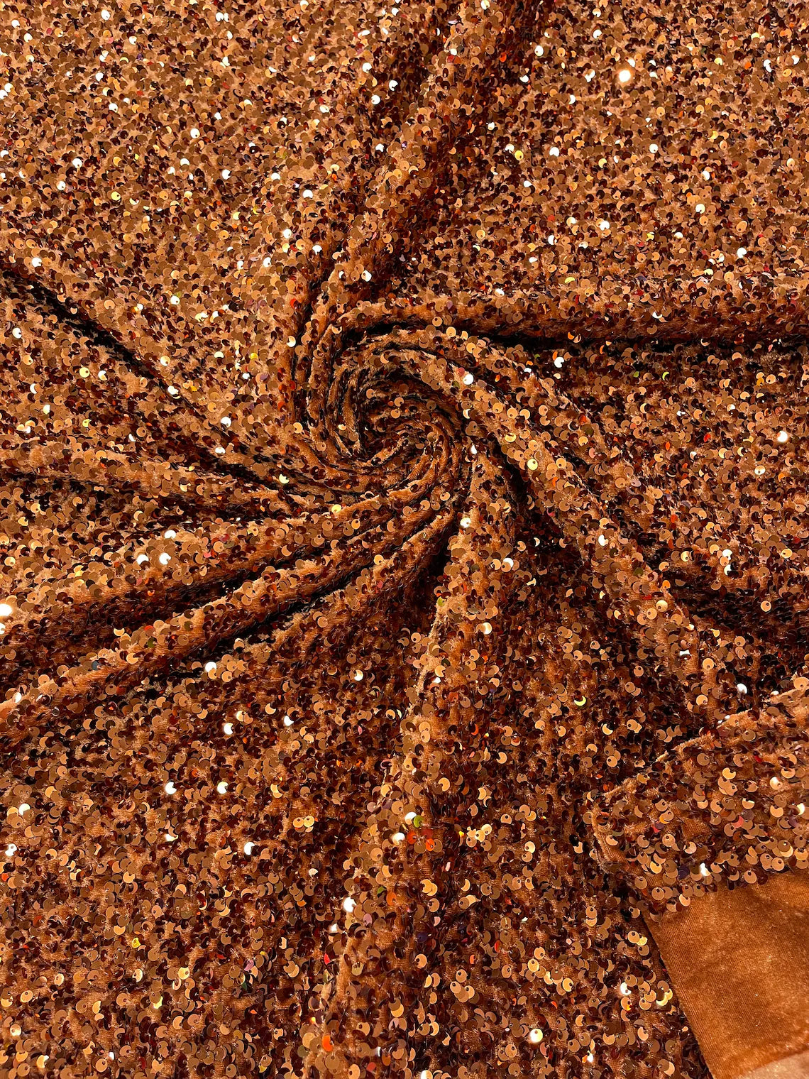 Stretch Velvet Sequins Fabric - Light Brown - Velvet Sequins 2 Way Str