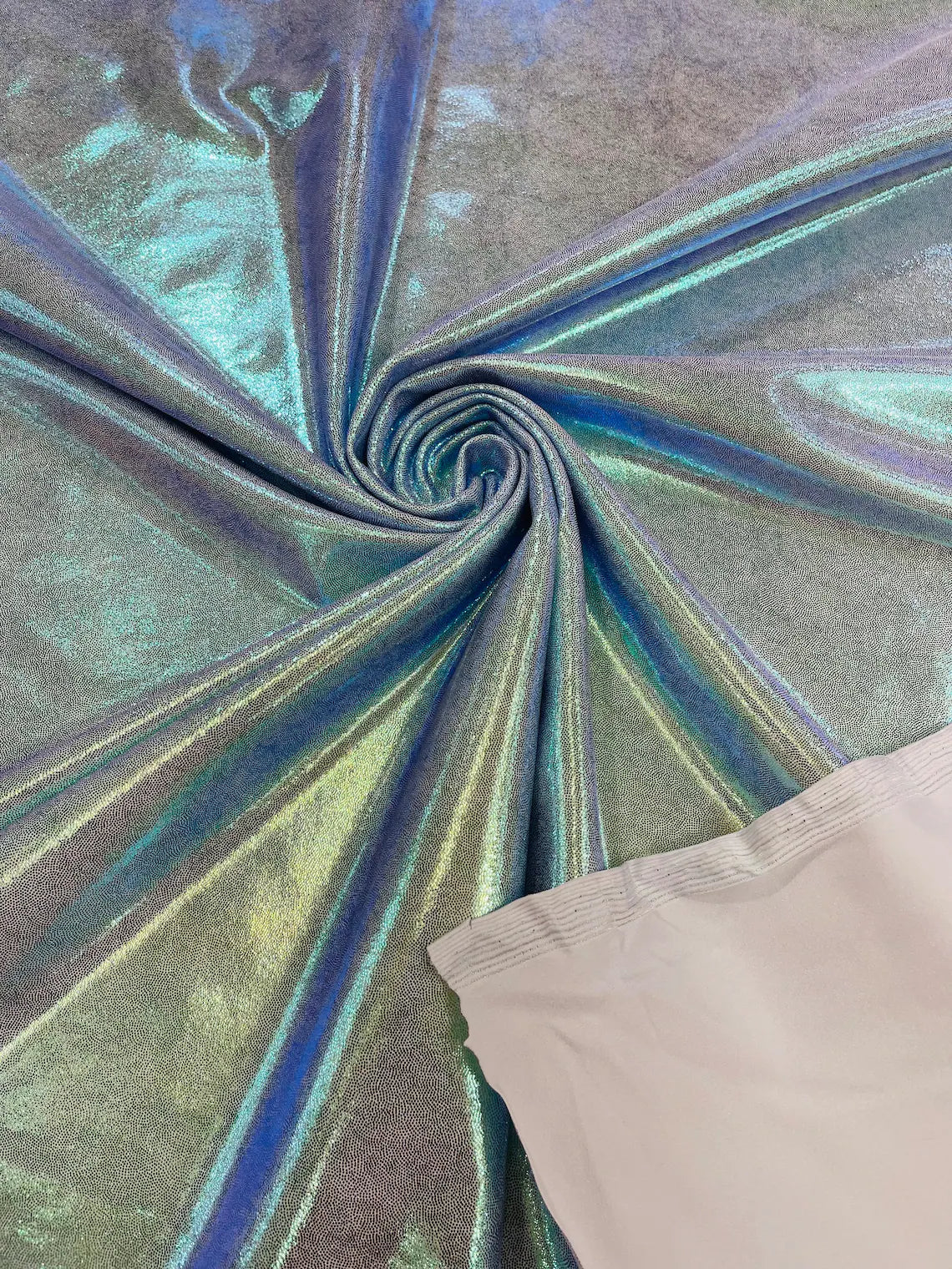 Mystique Foil Fabric - Pearl - 58/60" 4 Way Stretch Iridescent Foggy F