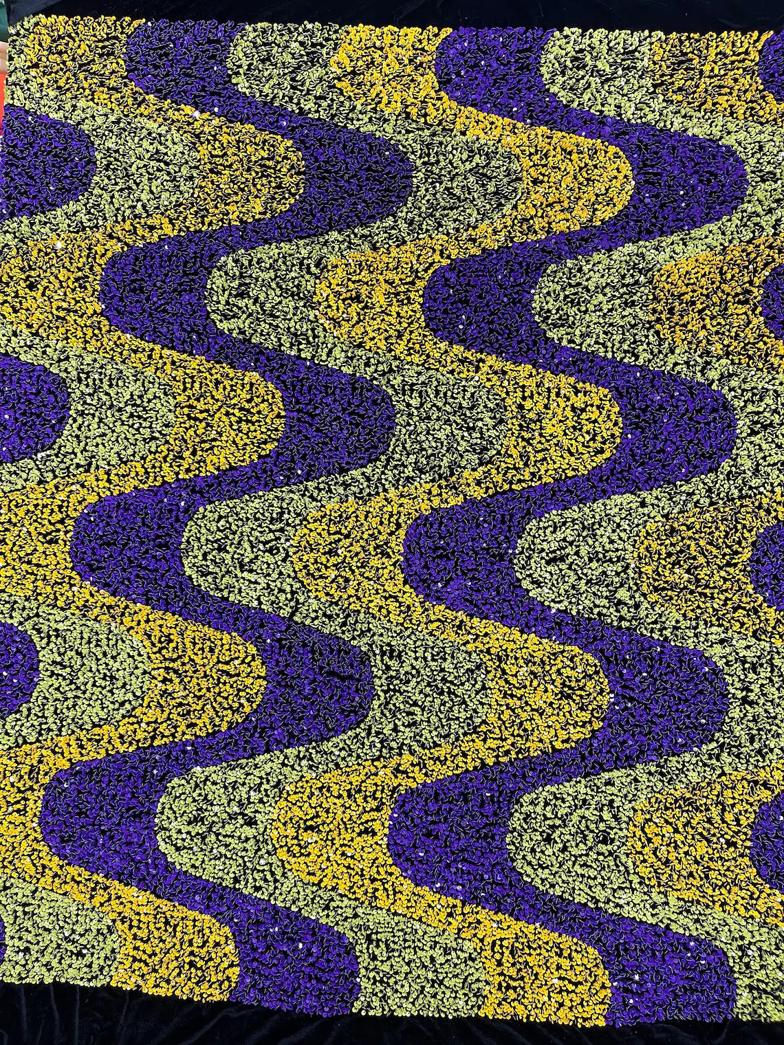 Wavy Line Velvet Sequins - Purple/Yellow/Green - Velvet Sequins 2 Way