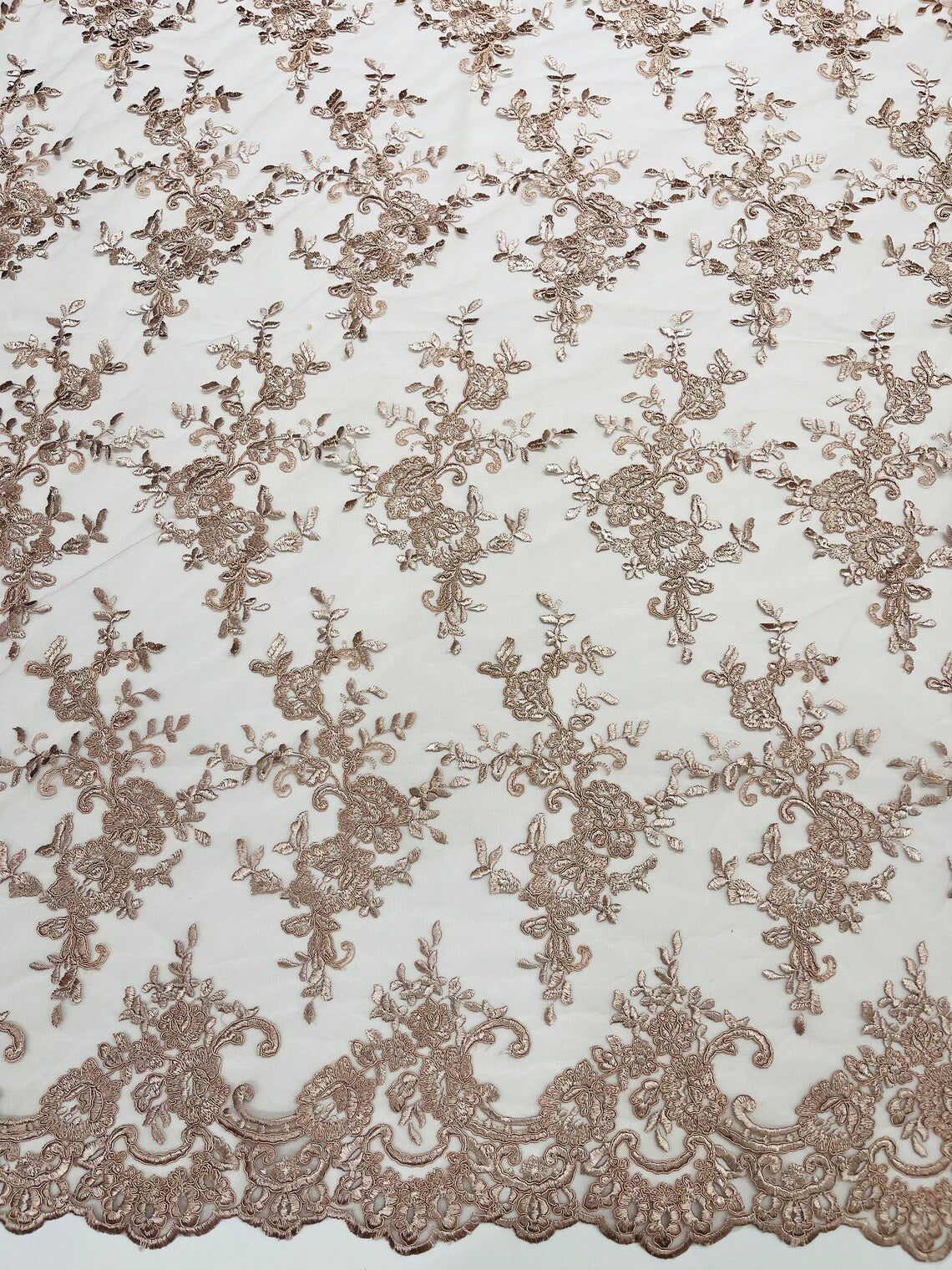 Floral Plant Lace Fabric - Rosa Palo - Embroidery Flower Small Leaf De