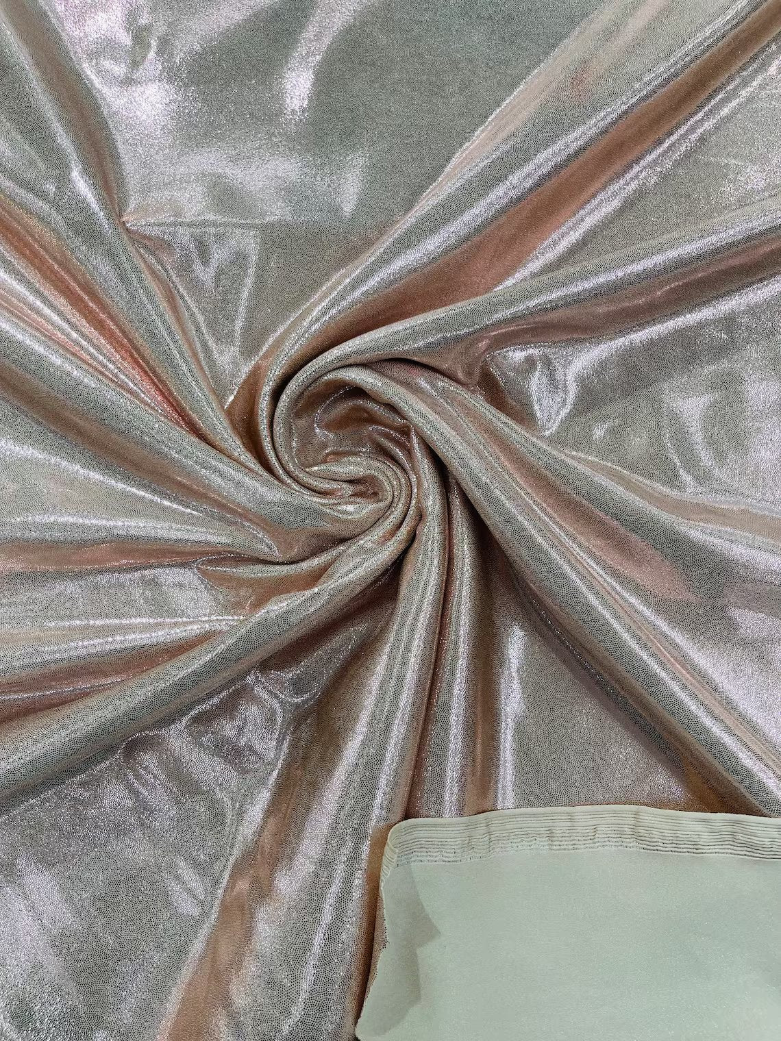 Foil Metallic Spandex Fabric - Rose Gold - Shiny Metallic Foil Spandex