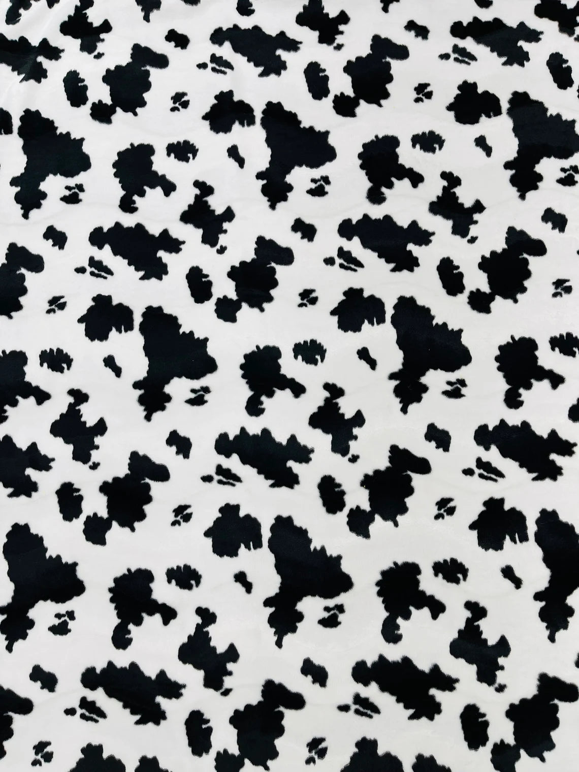 Cow Velboa Faux Fur Fabric - White / Black #2 - Cow Animal Print Velbo