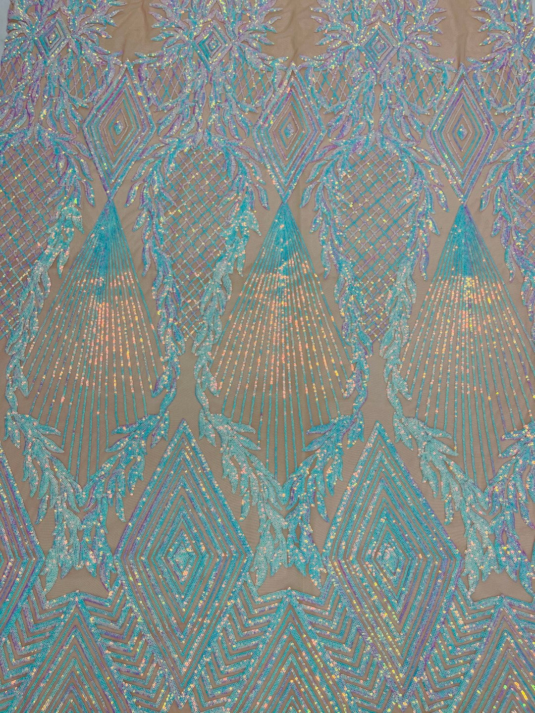 Triangle Sequin Fabric - Iridescent Unicorn Pink - Geometric Designs S