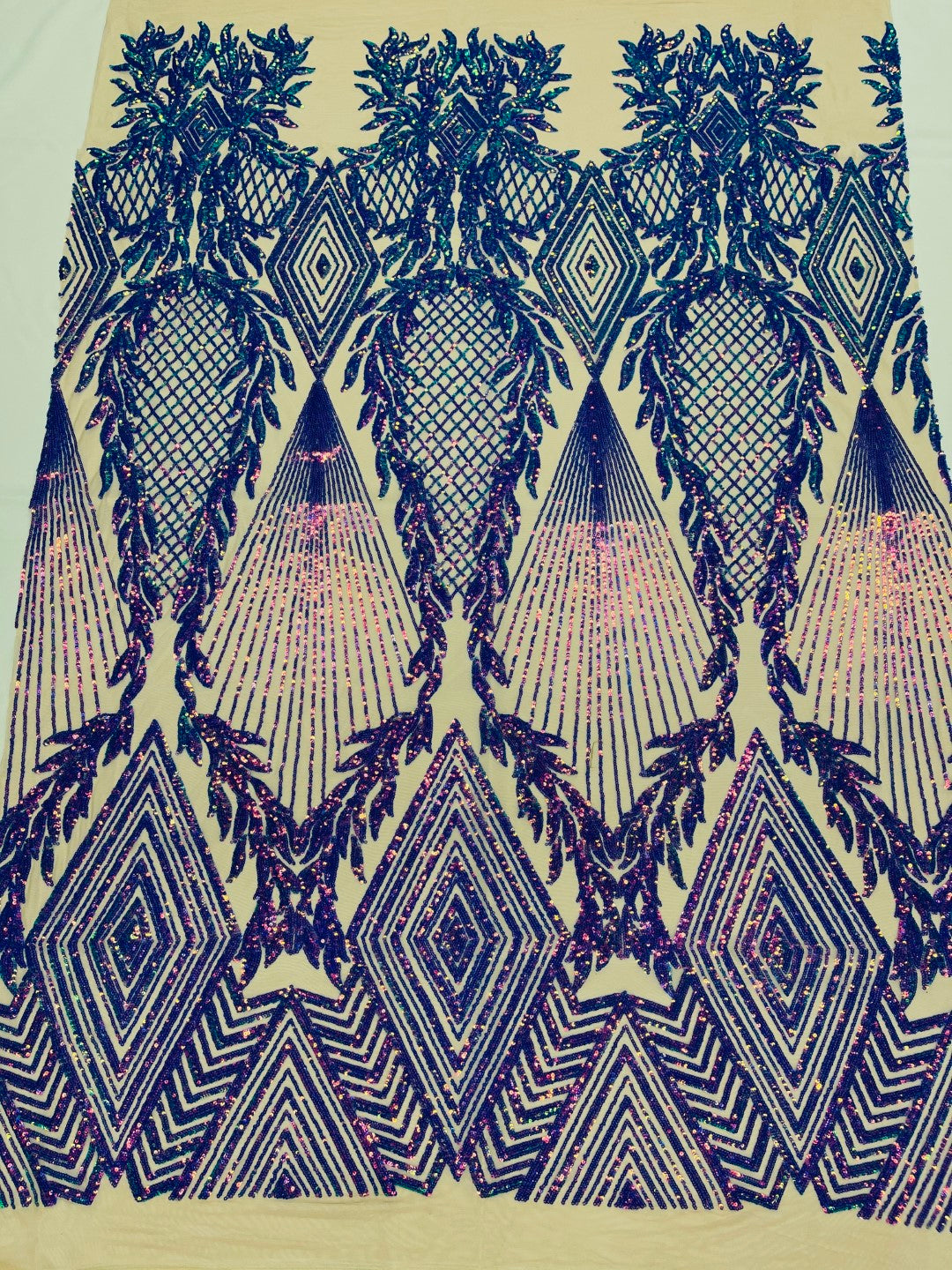 Triangle Sequin Fabric - Iridescent Lavender - Geometric Designs Spand