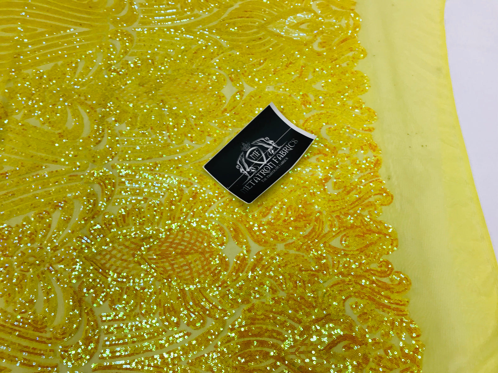 Symbol Pattern - Iridescent Yellow - 4 Way Stretch High Fashion Shiny