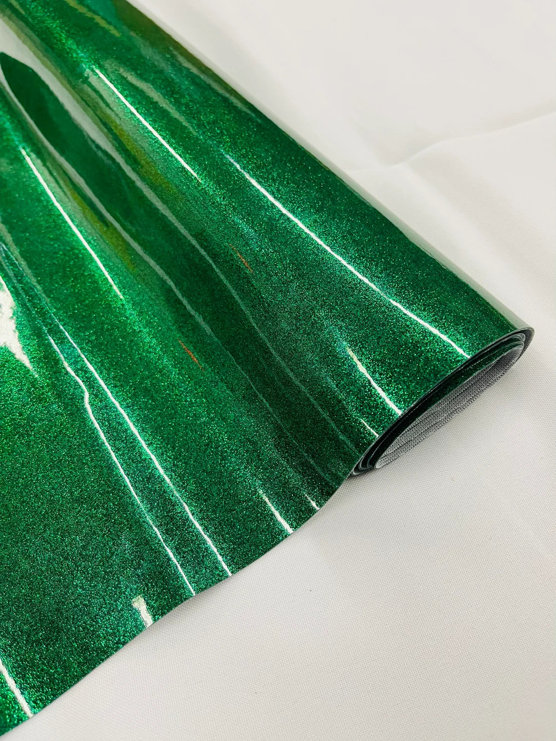 Vinyl Fabric - Kelly Green Shiny Sparkle Glitter Leather PVC - Upholst