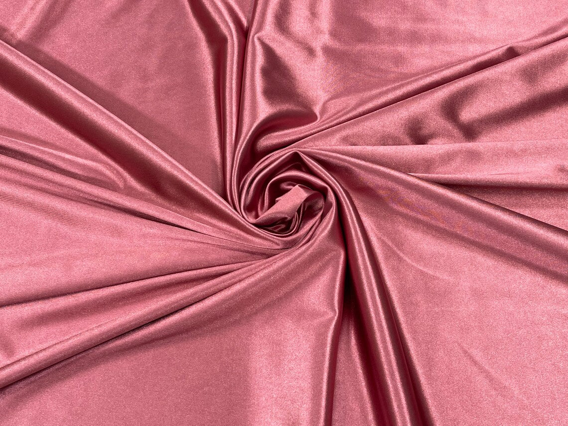 Spandex Polyester Fabric - Mauve Pink - Shiny Stretch Polyester / 20%