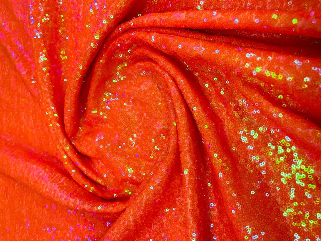 Mini Glitz Iridescent Sequins - Shiny Sequins Embroidered on Mesh Fabr