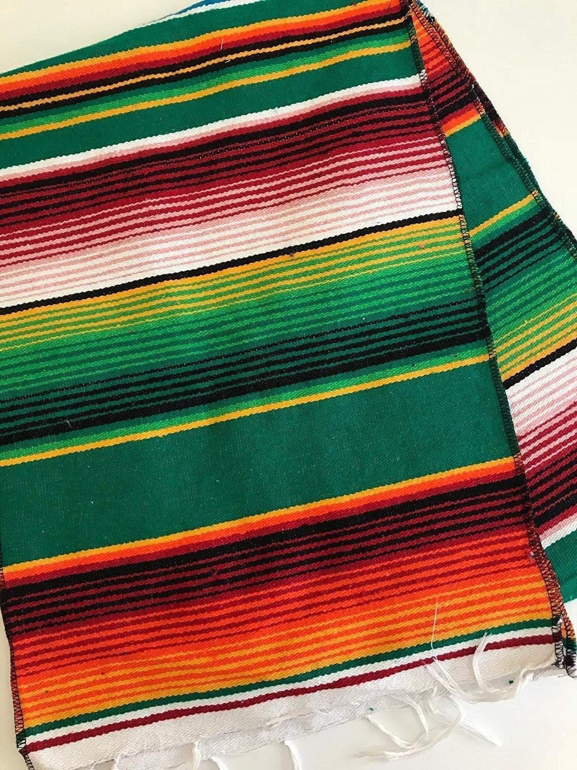 Mexican Sarape - Hunter Green - Table Runner 14" Wide by 84" Long Tabl